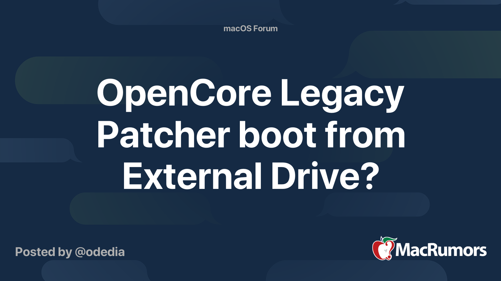 OpenCore Legacy Patcher boot from External Drive? | MacRumors Forums
