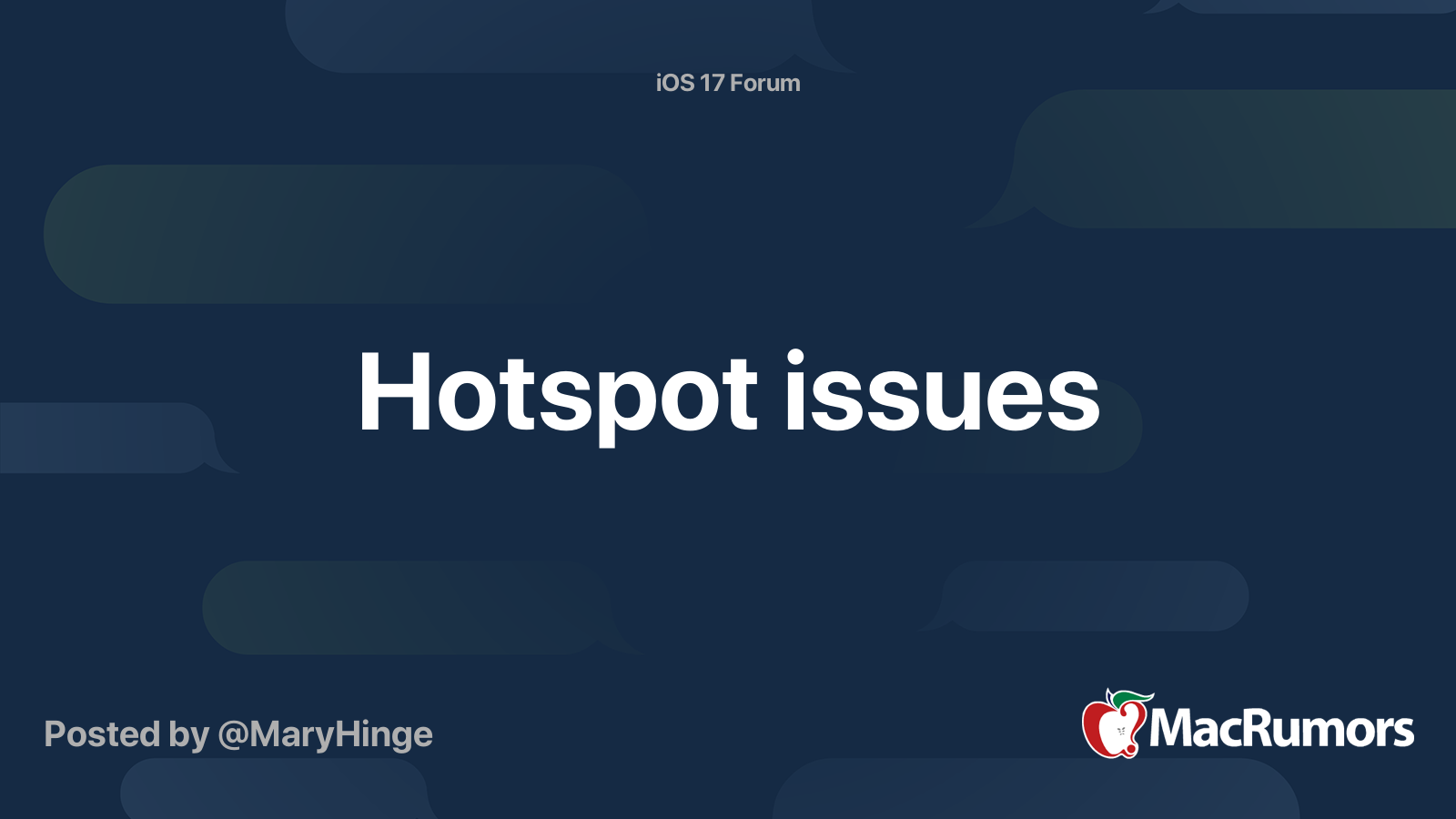 Hotspot issues | MacRumors Forums