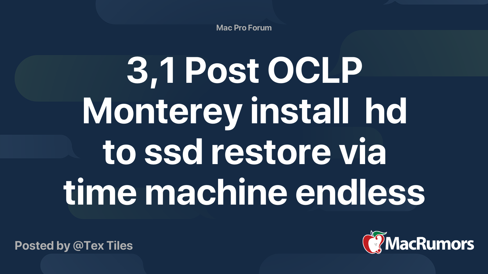 3 1 Post Oclp Monterey Install Hd To Ssd Restore Via Time Machine Endless Boot Loop Macrumors