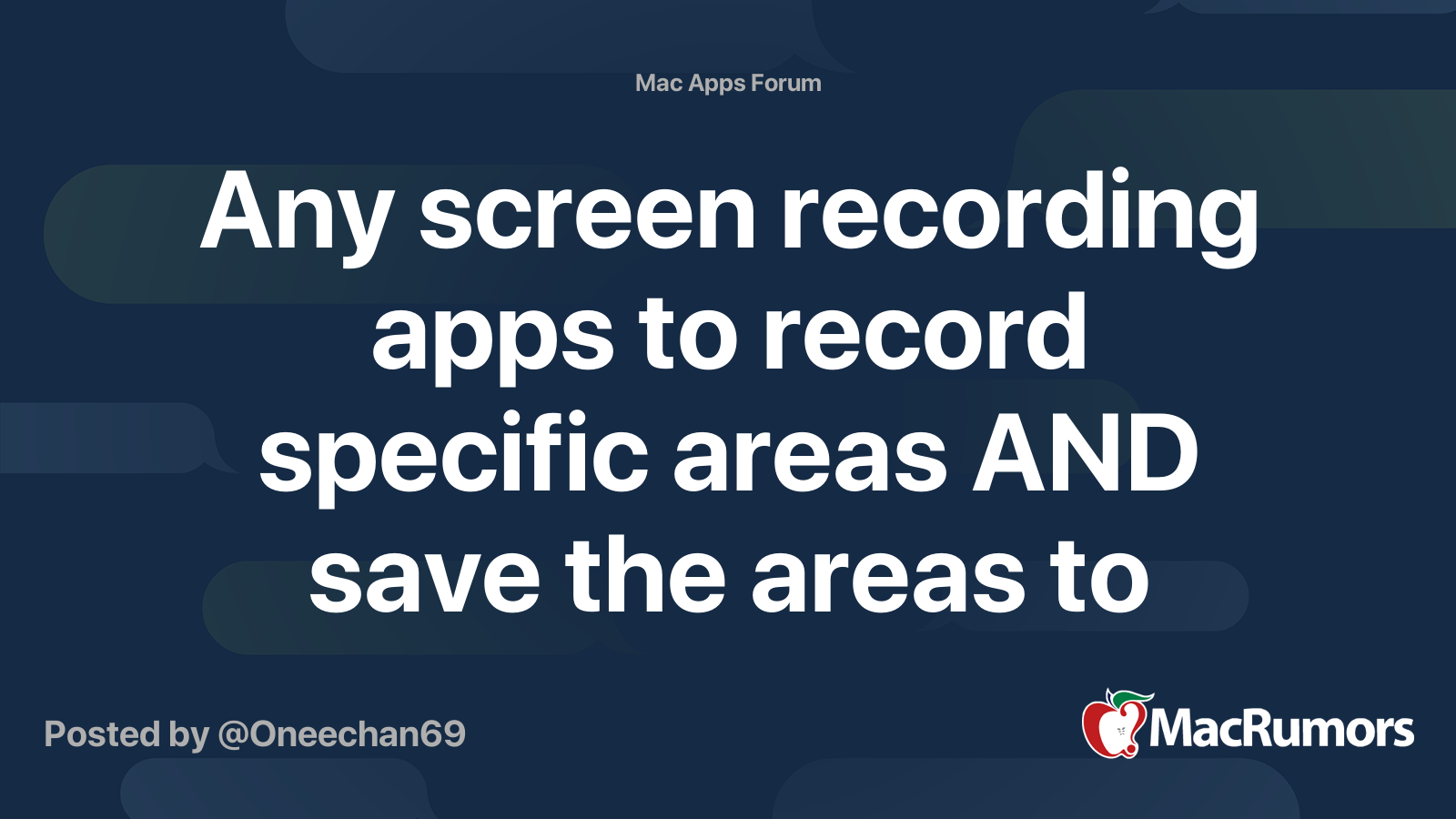 Any screen recording apps to record specific areas AND save the areas to hotkeys? | MacRumors Forums