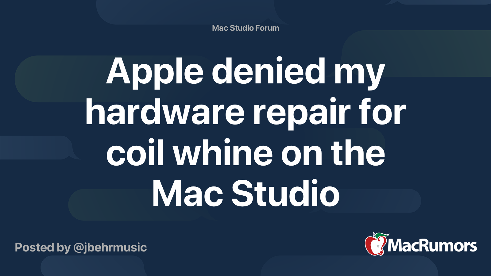 Apple denied my hardware repair for coil whine on the Mac Studio ...
