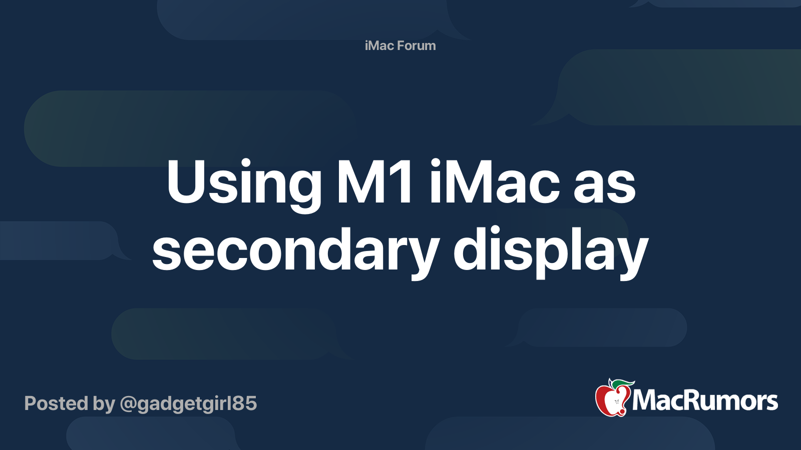 Using M1 iMac as secondary display | MacRumors Forums