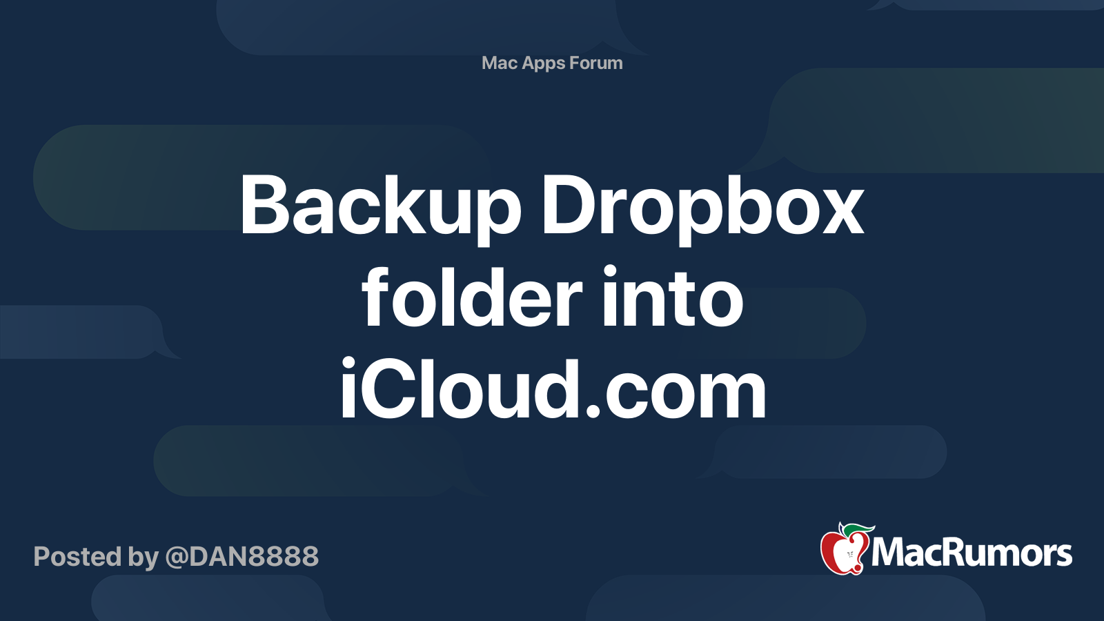 Backup Dropbox folder into iCloud.com | MacRumors Forums