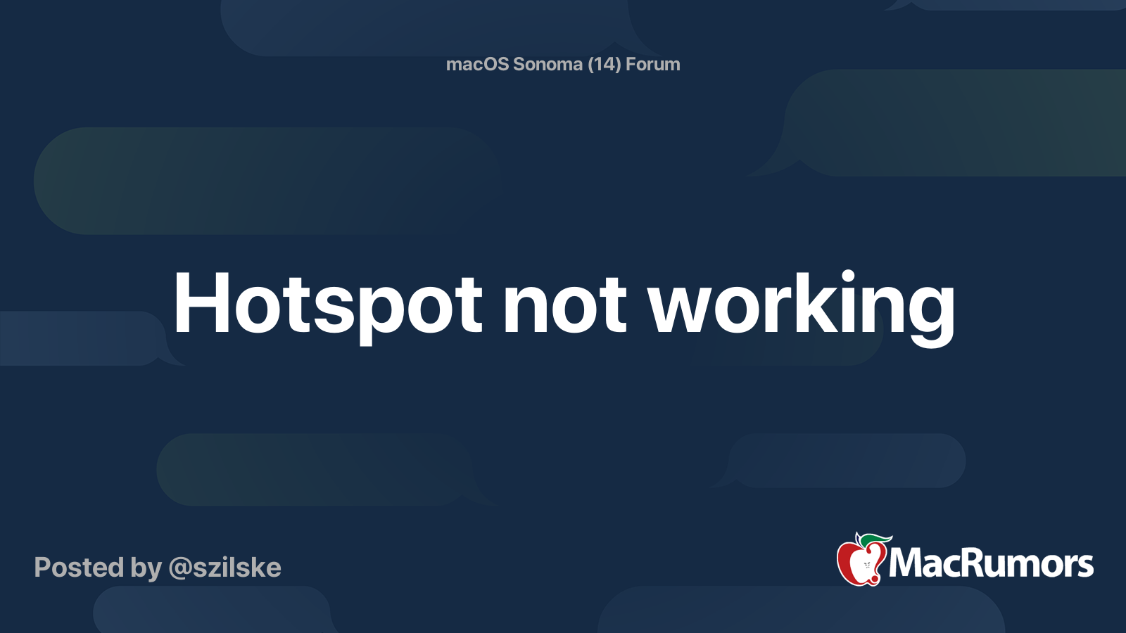 Hotspot not working | MacRumors Forums