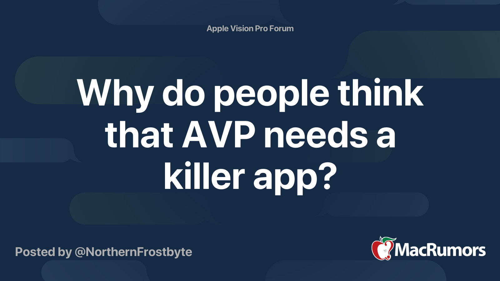 Why do people think that AVP needs a killer app? | MacRumors Forums