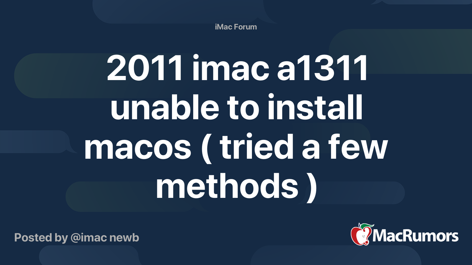 2011 imac a1311 unable to install macos ( tried a few methods ...