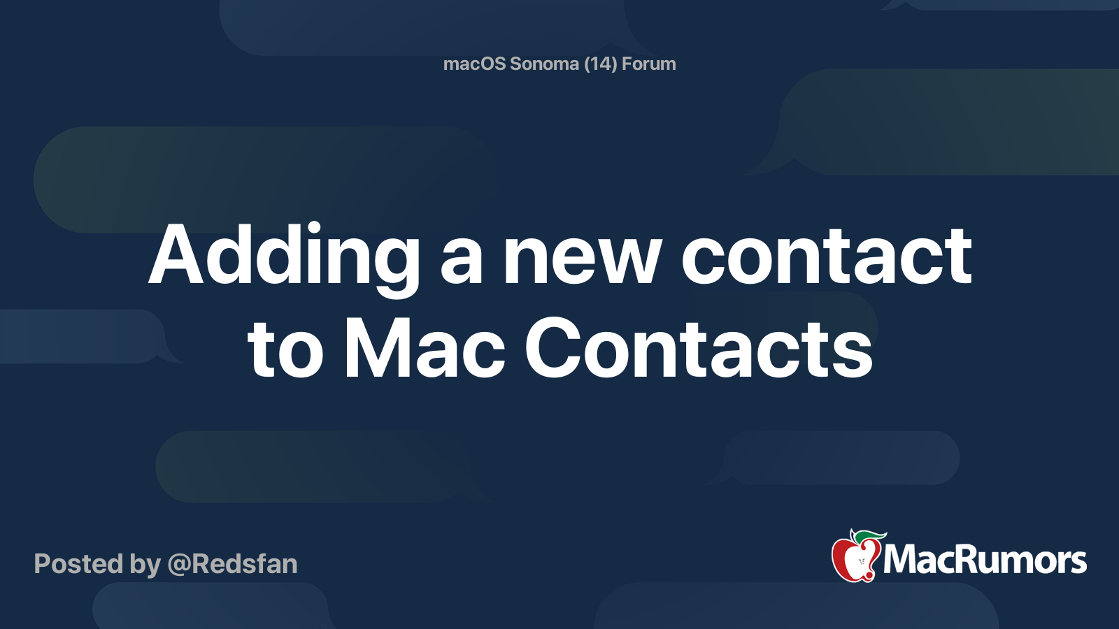 Adding a new contact to Mac Contacts | MacRumors Forums