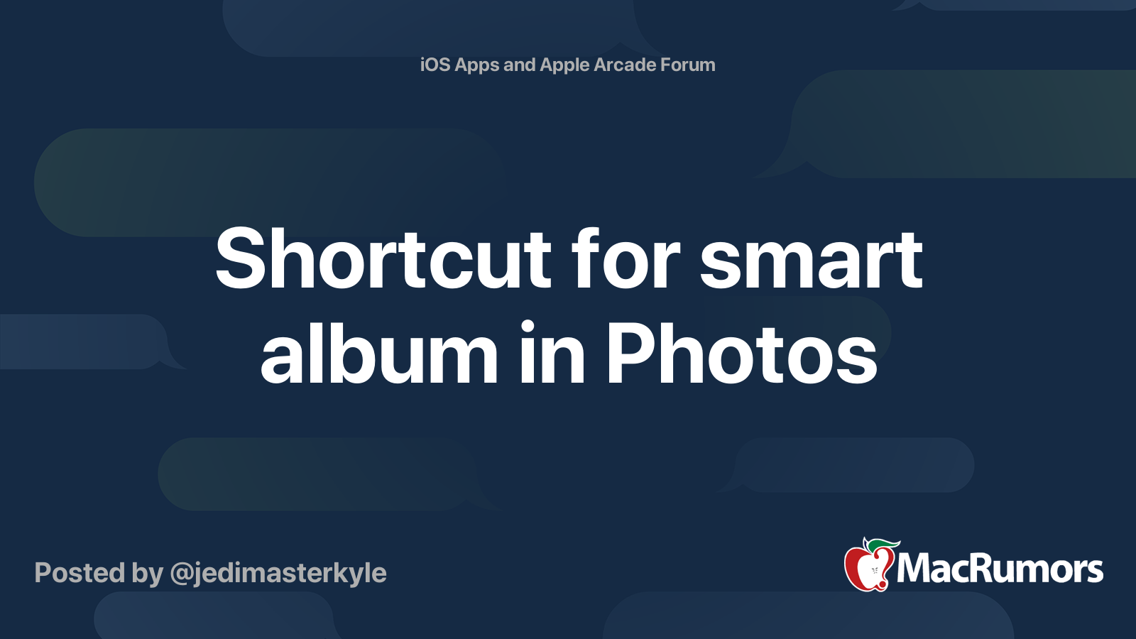 Shortcut for smart album in Photos | MacRumors Forums