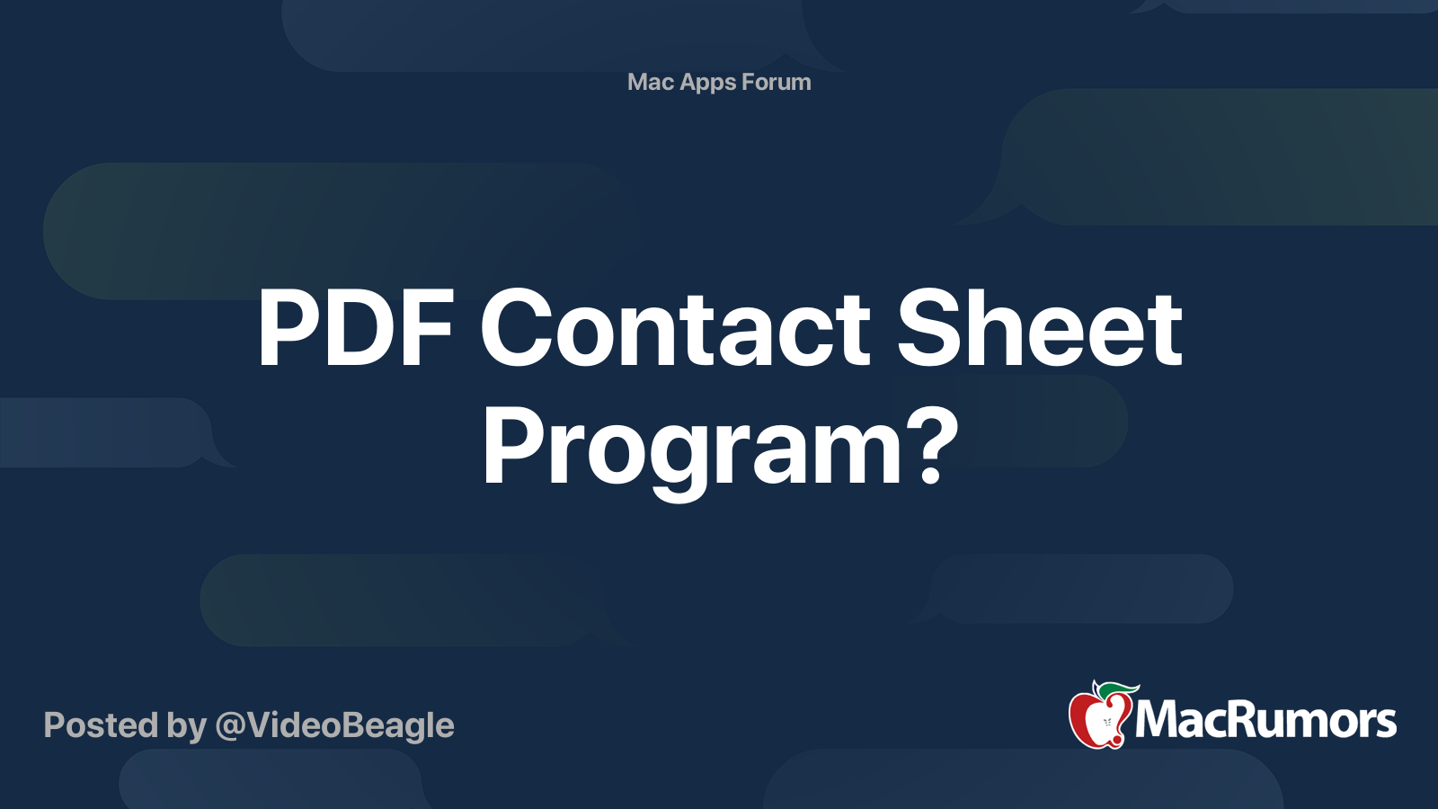 PDF Contact Sheet Program? | MacRumors Forums