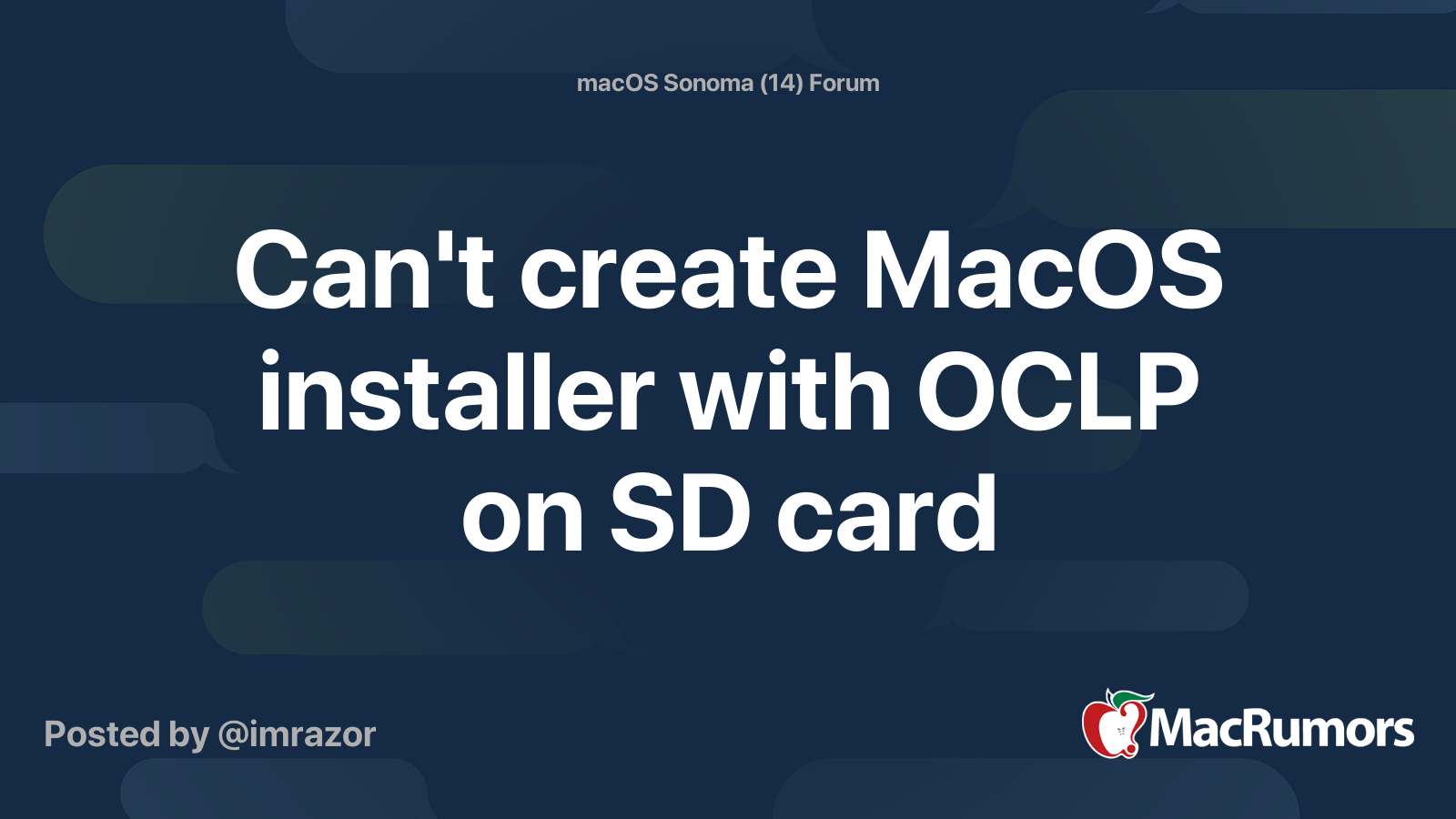 Can't create MacOS installer with OCLP on SD card | MacRumors Forums