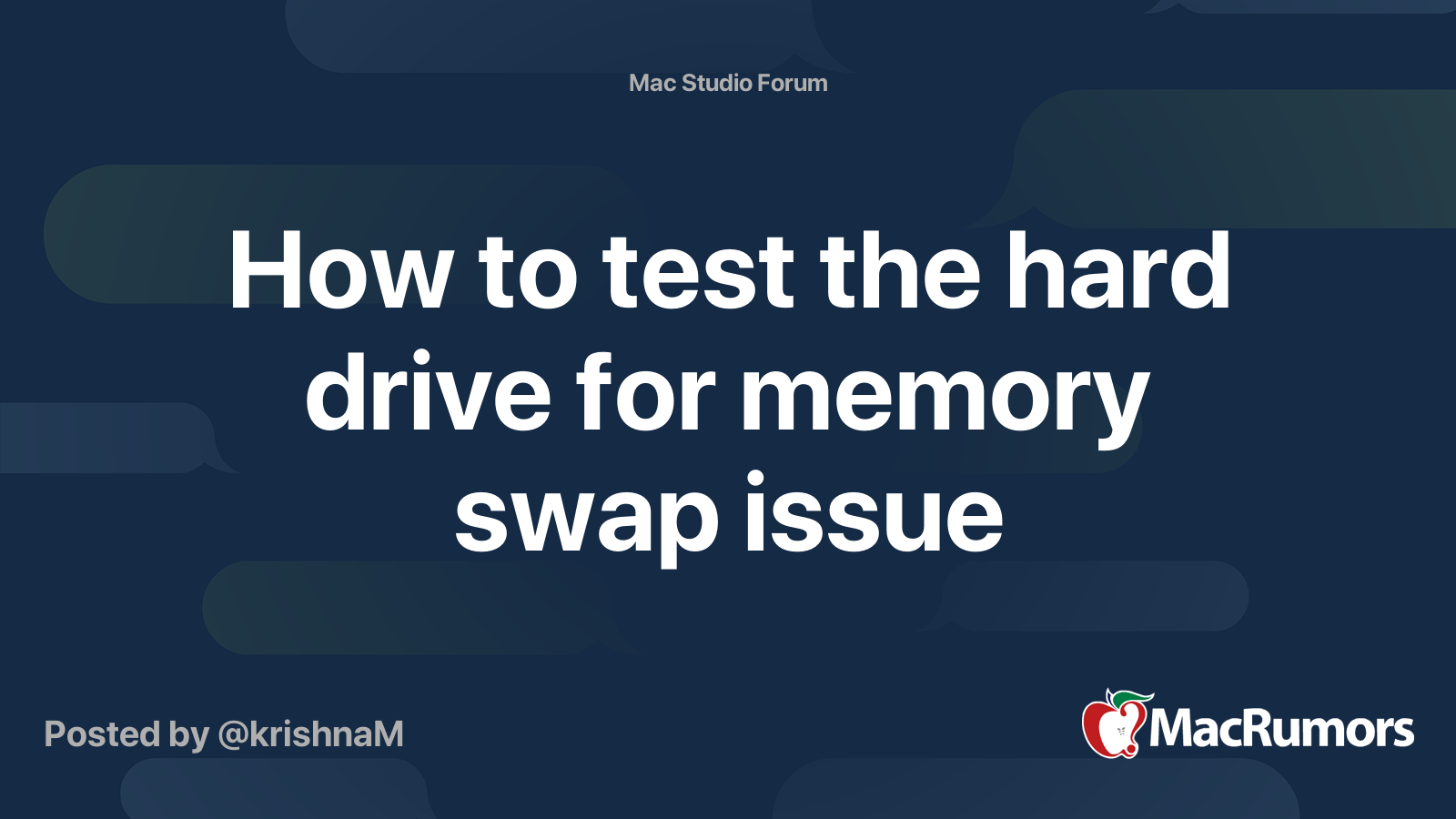 How to test the hard drive for memory swap issue | MacRumors Forums