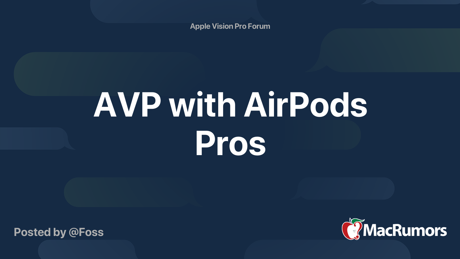 AVP with AirPods Pros | MacRumors Forums