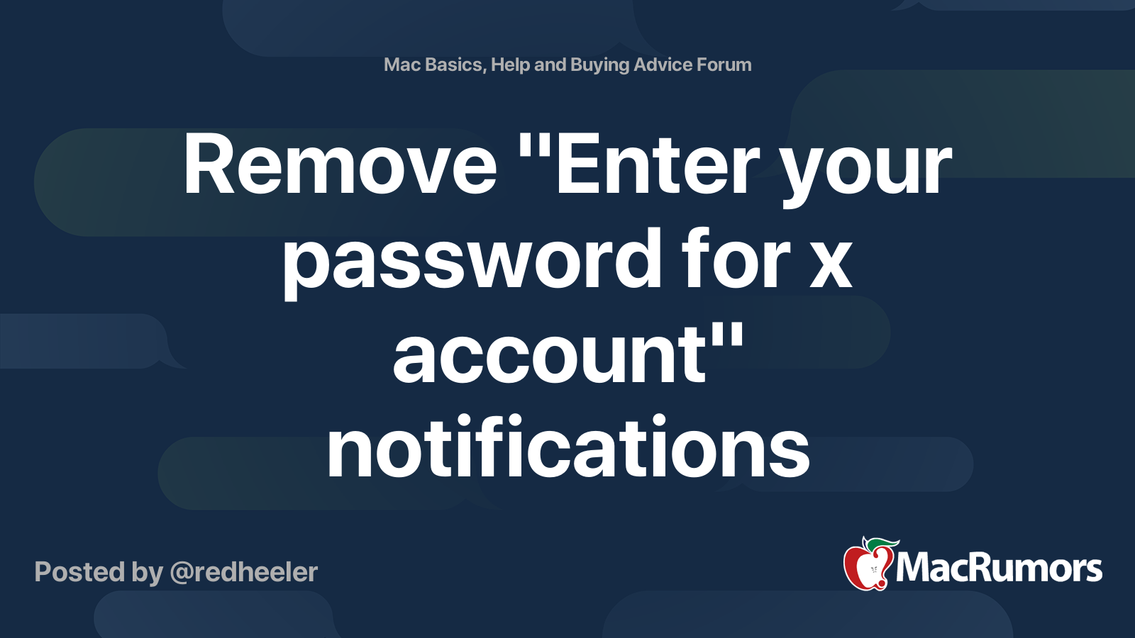 Remove "Enter your password for x account" notifications without deleting all data | MacRumors ...