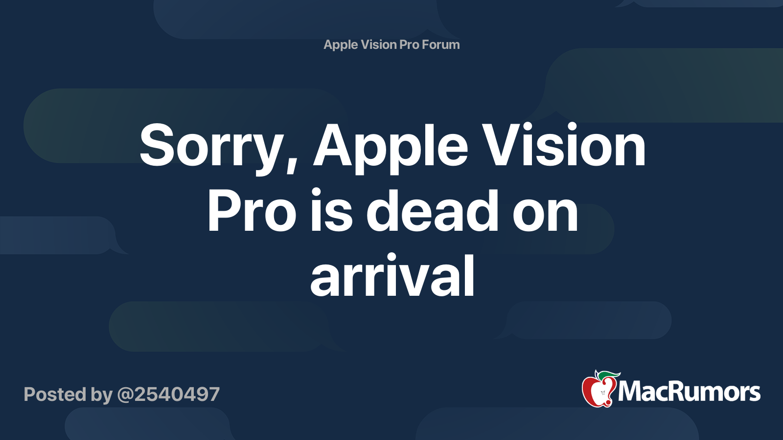 Sorry, Apple Vision Pro is dead on arrival | MacRumors Forums