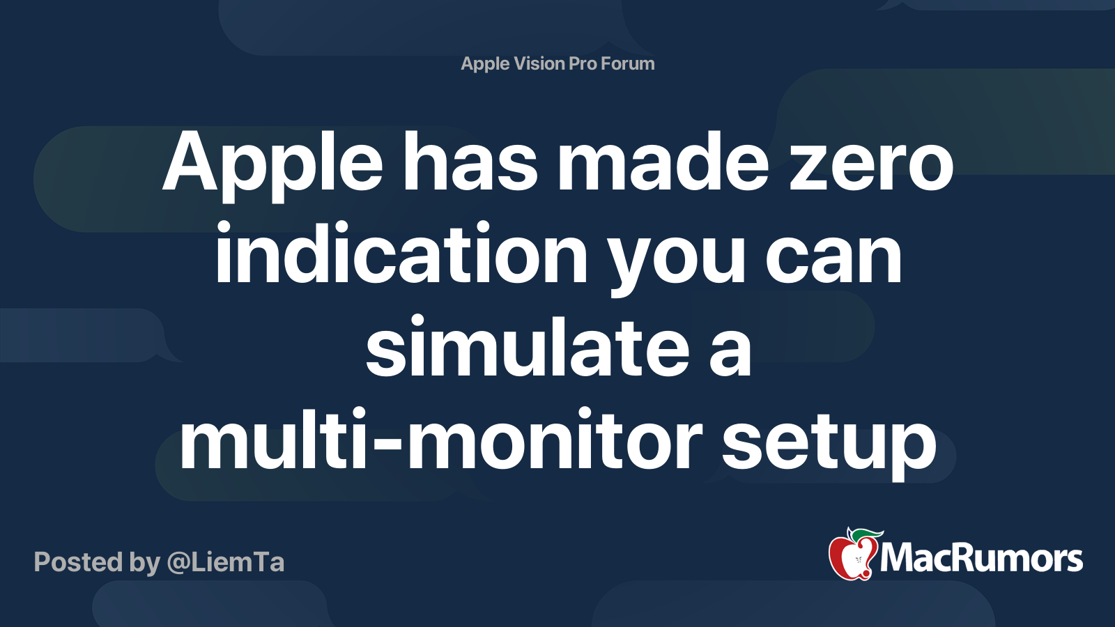 Apple has made zero indication you can simulate a multi-monitor setup with your Mac with Vision ...