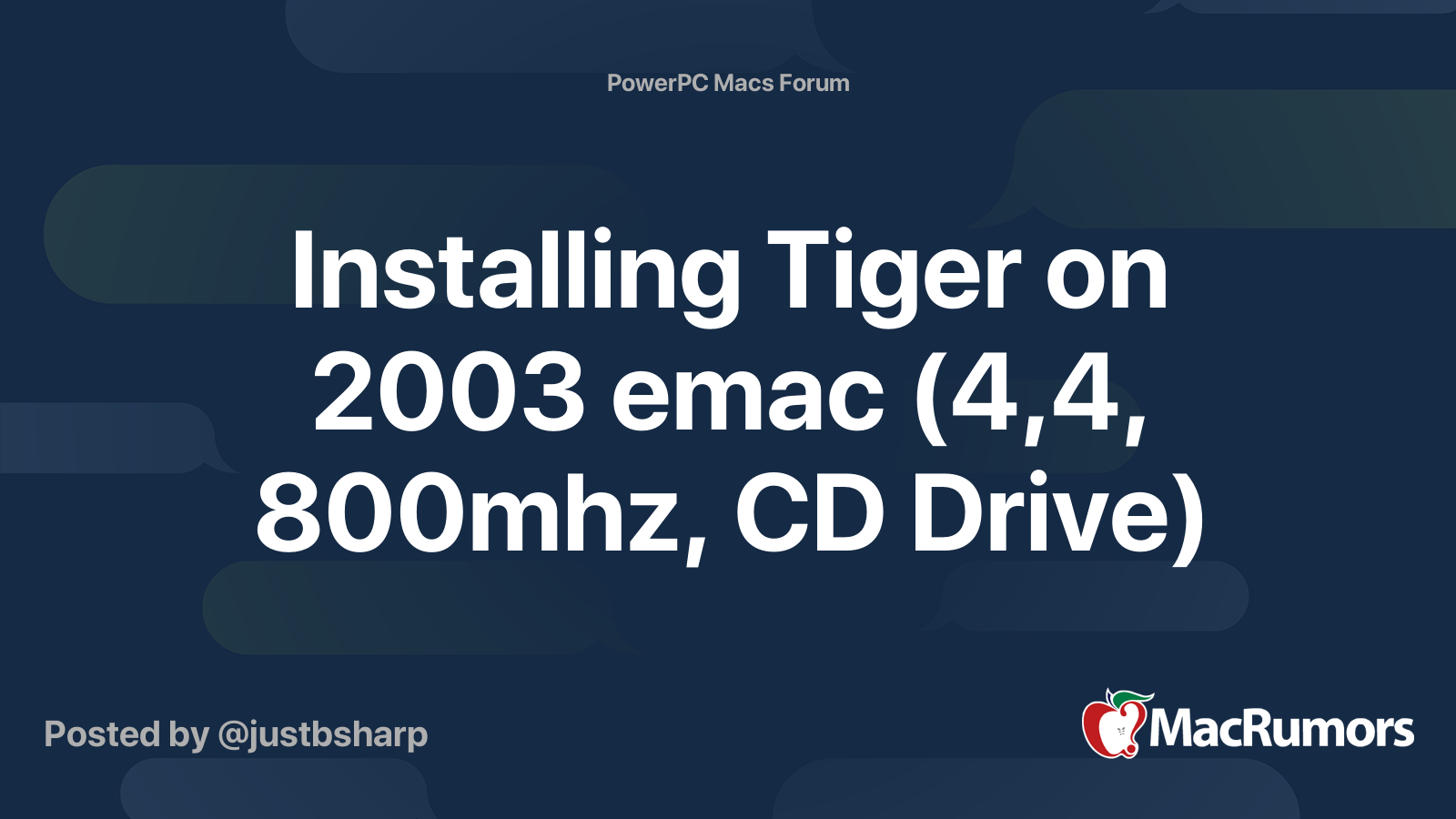 Installing Tiger on 2003 emac (4,4, 800mhz, CD Drive) | MacRumors Forums