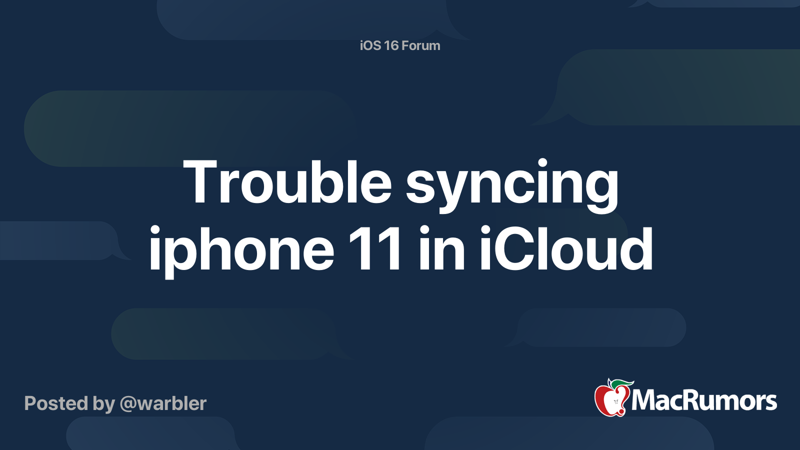 Trouble syncing iphone 11 in iCloud | MacRumors Forums
