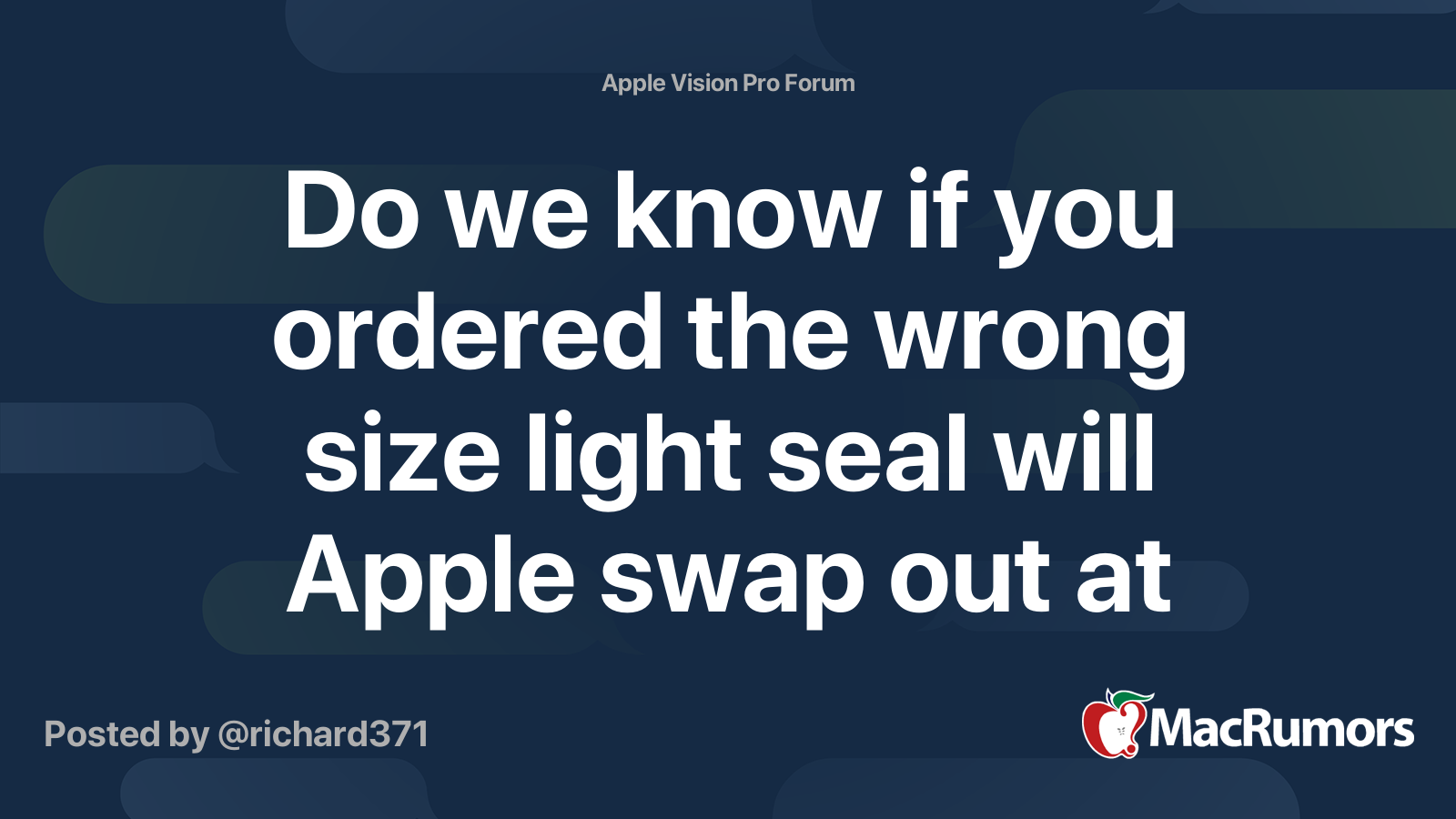 Do we know if you ordered the wrong size light seal will Apple swap out at the Apple Store ...