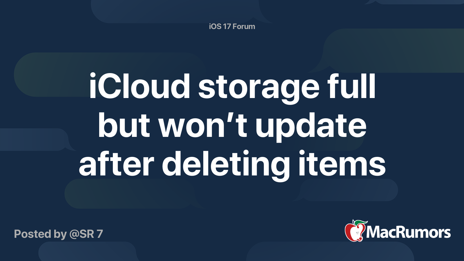 iCloud storage full but won’t update after deleting items | MacRumors Forums