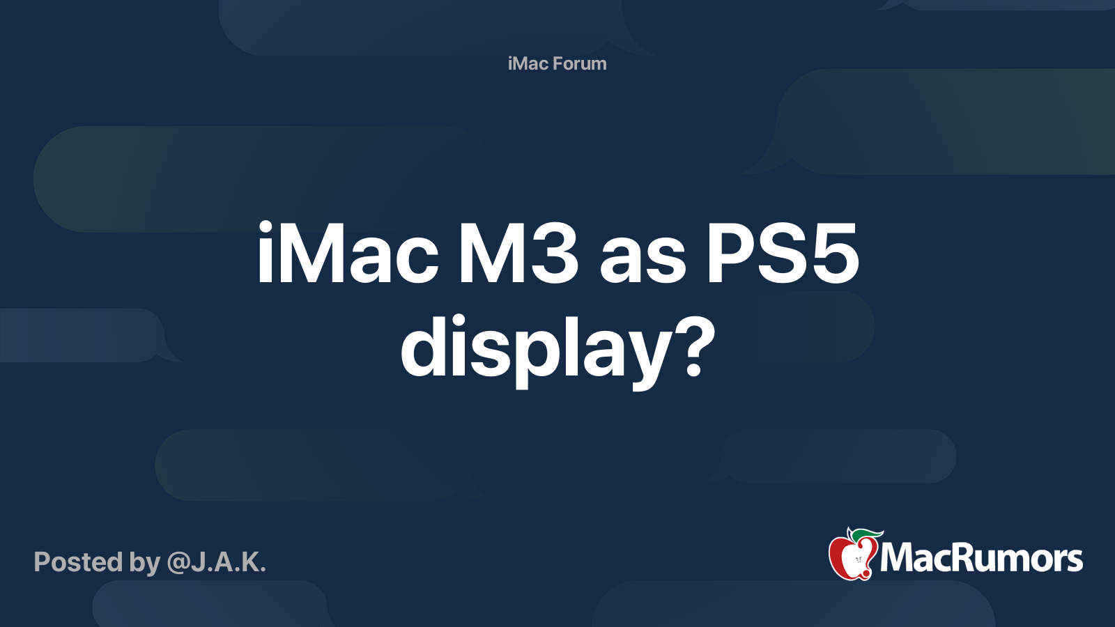 iMac M3 as PS5 display? | MacRumors Forums