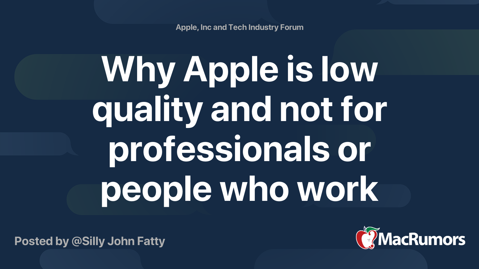 Why Apple is low quality and not for professionals or people who work ...