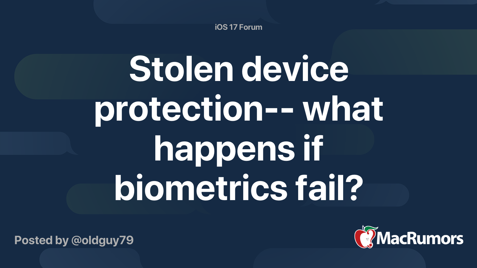 Stolen device protection-- what happens if biometrics fail? | MacRumors ...