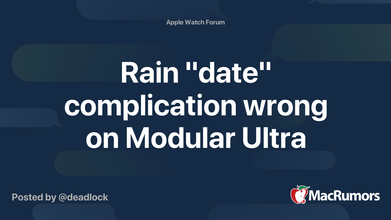 Rain "date" complication wrong on Modular Ultra | MacRumors Forums