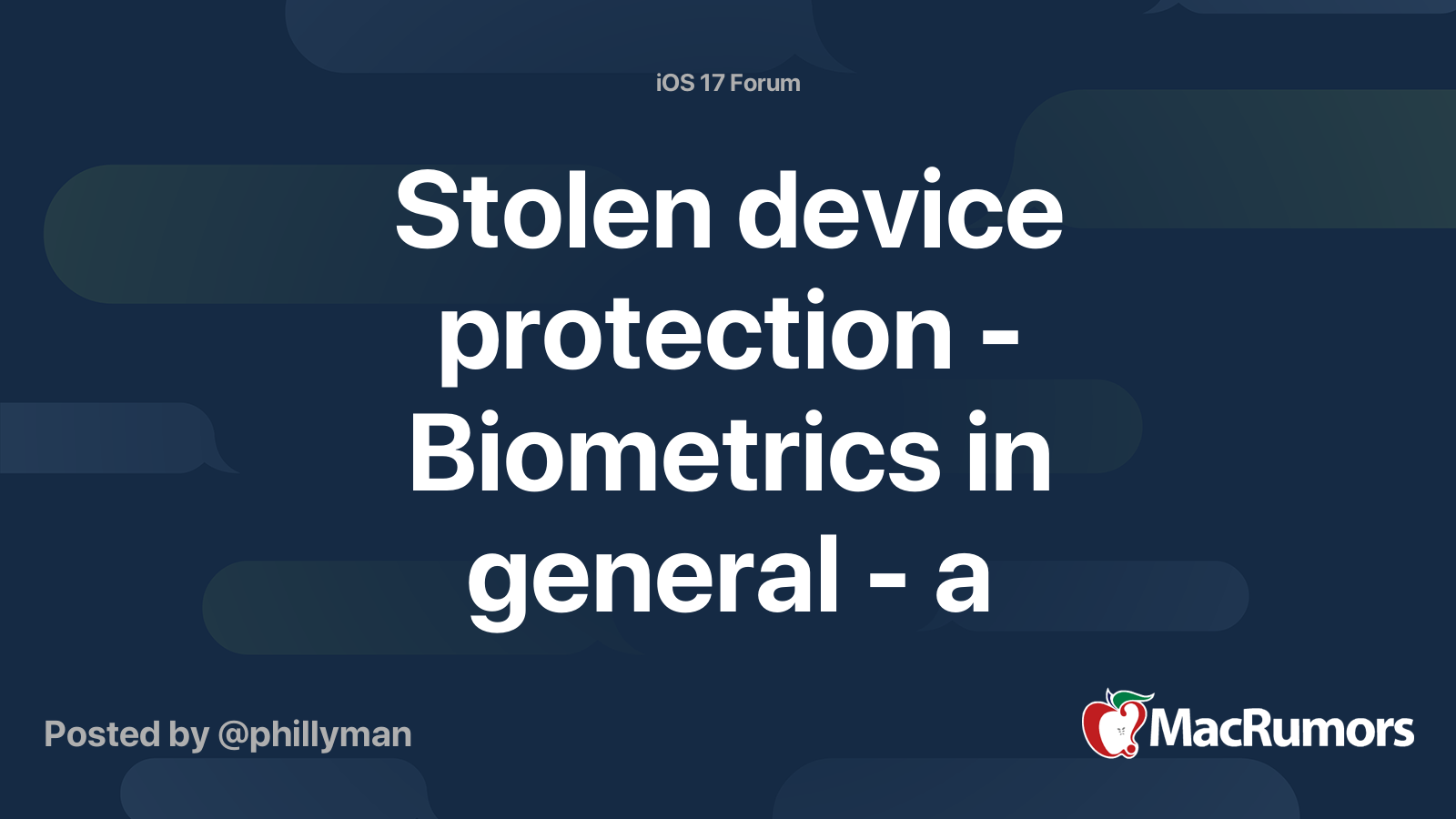 Stolen device protection - Biometrics in general - a "philosophical ...
