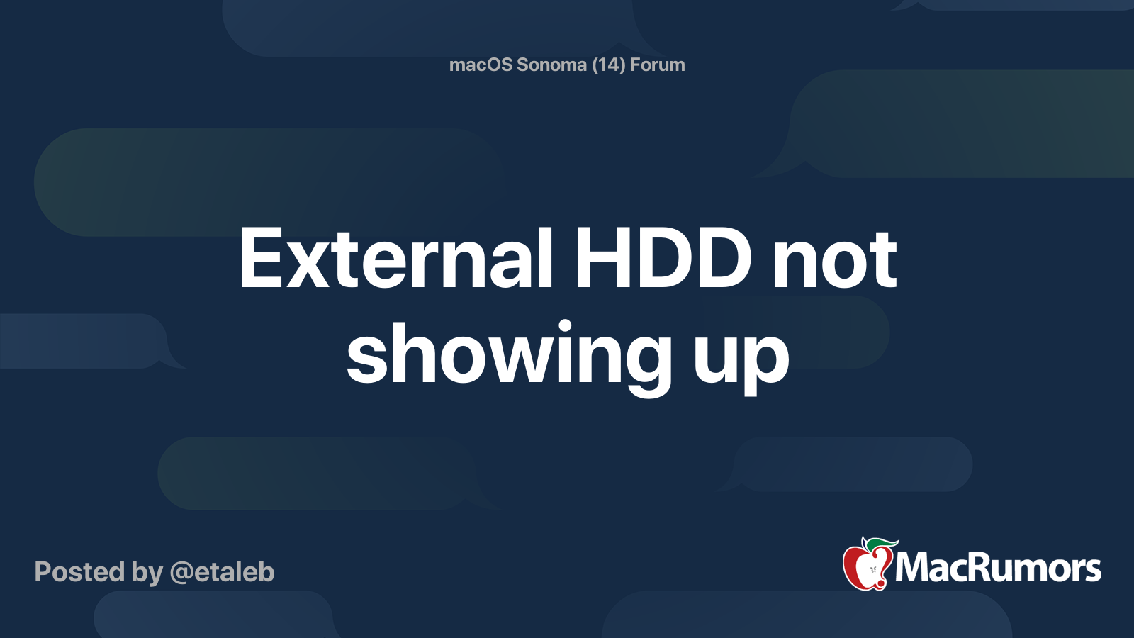 External HDD not showing up | MacRumors Forums