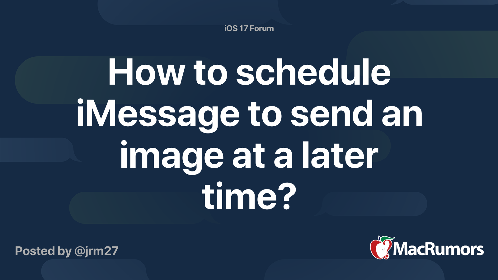 How to schedule iMessage to send an image at a later time? | MacRumors Forums
