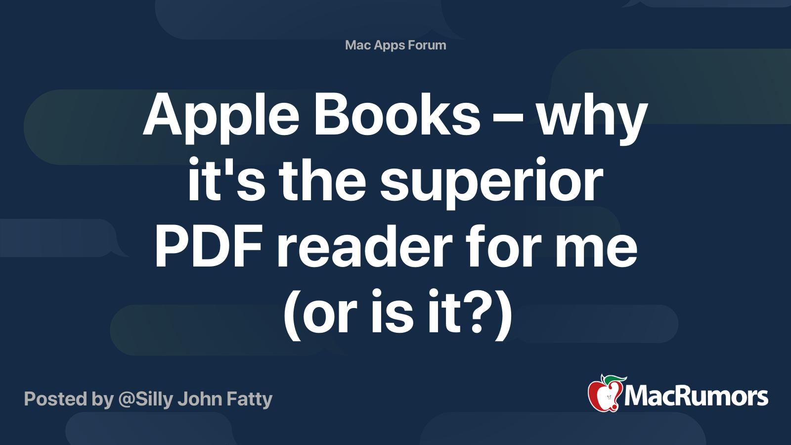 Apple Books – why it's the superior PDF reader for me (or is it?) | MacRumors Forums