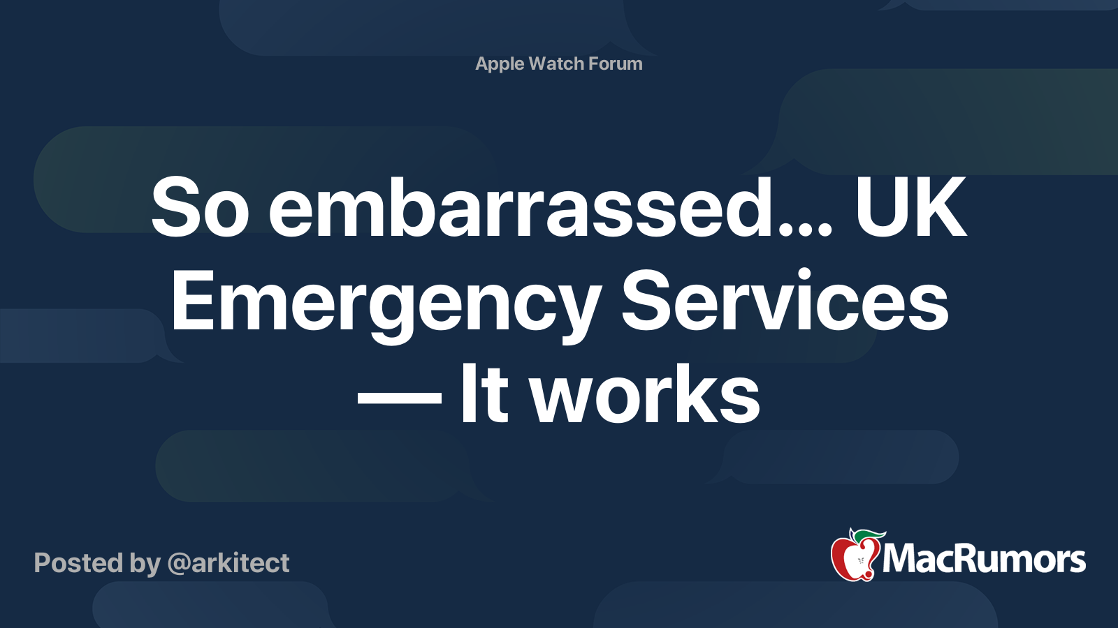 So embarrassed… UK Emergency Services — It works | MacRumors Forums