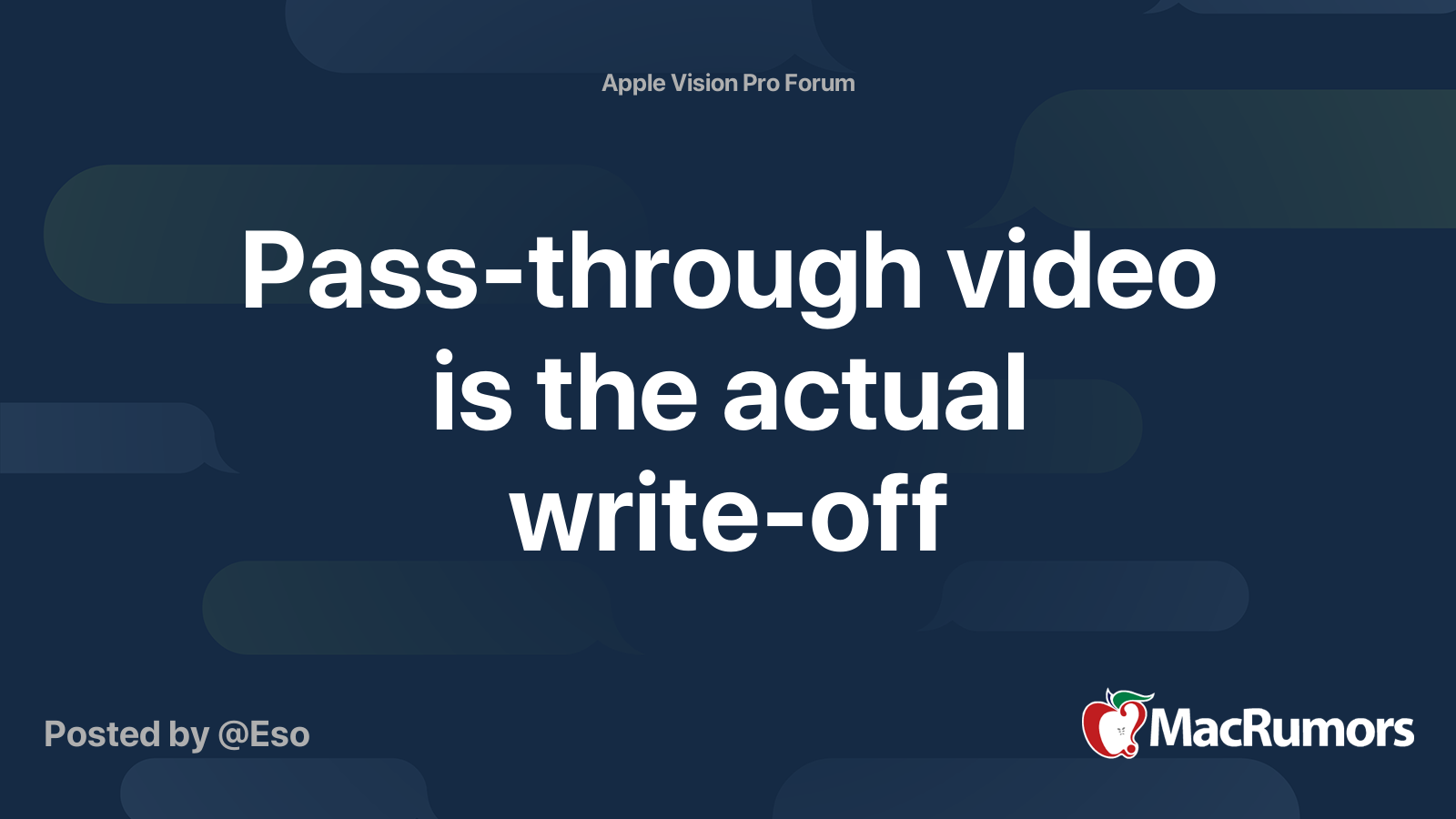 Pass-through video is the actual write-off | MacRumors Forums
