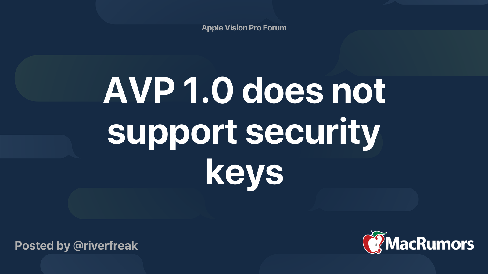 AVP 1.0 does not support security keys | MacRumors Forums