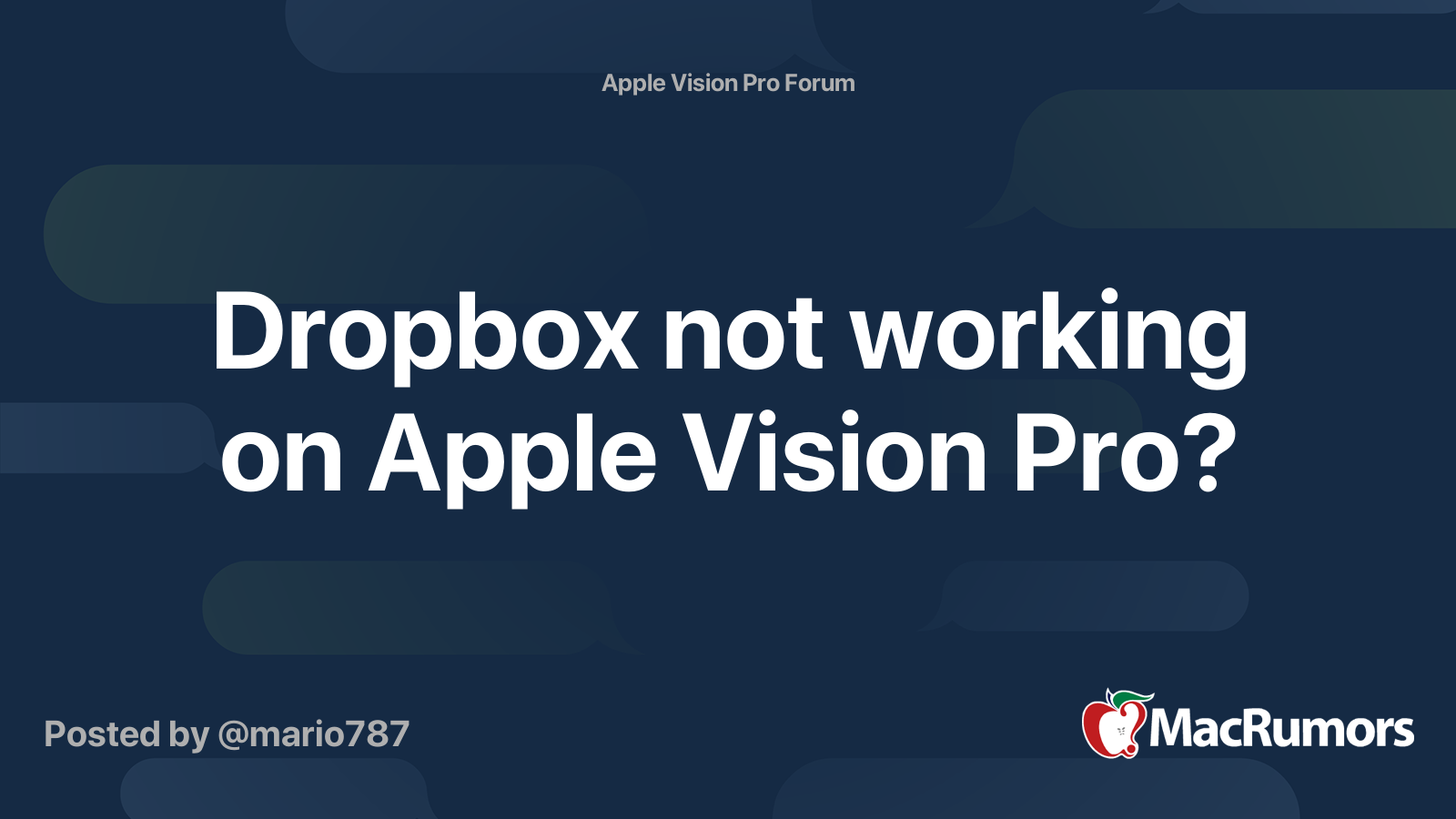 Dropbox not working on Apple Vision Pro? | MacRumors Forums