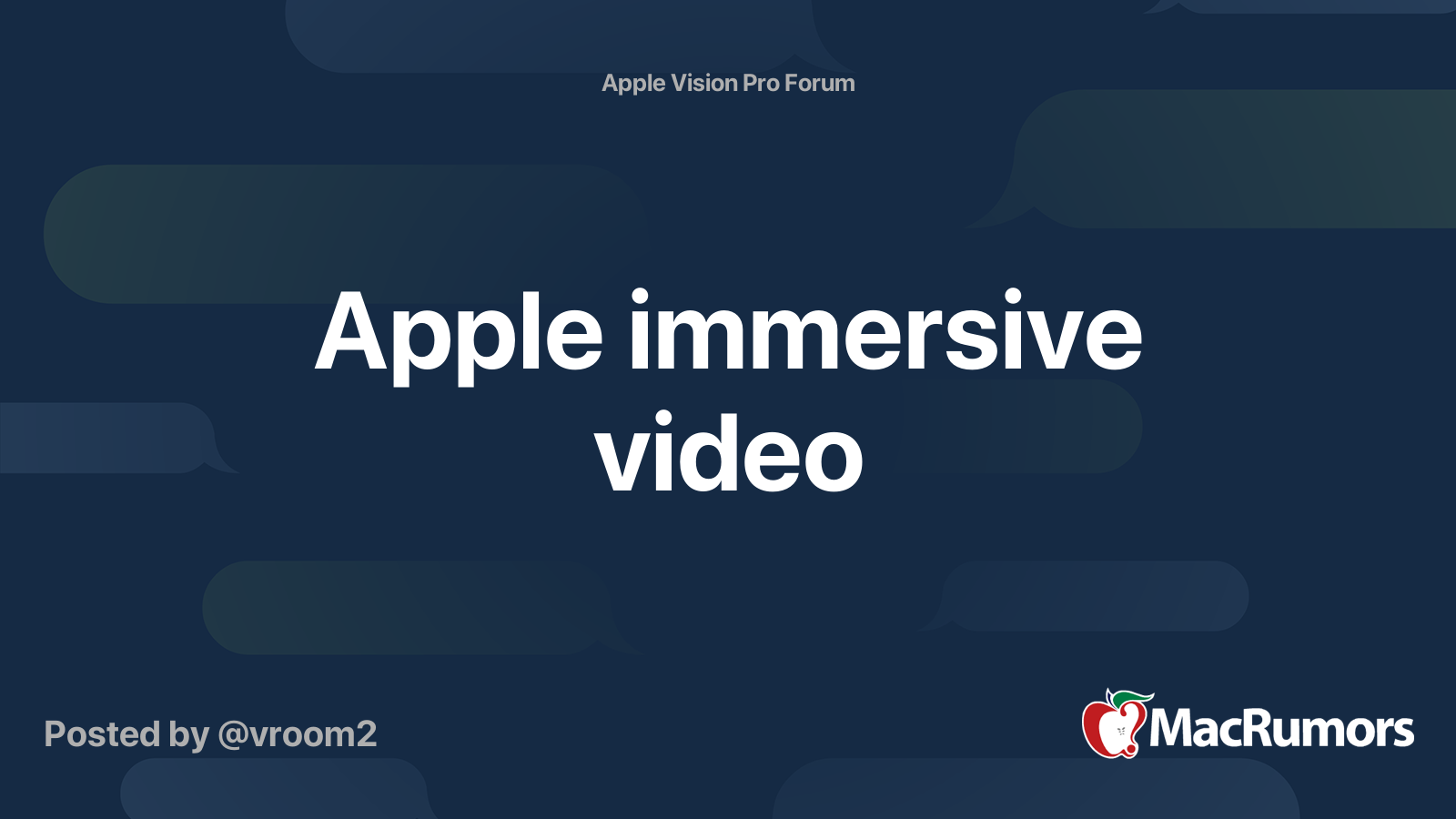 Apple immersive video | MacRumors Forums