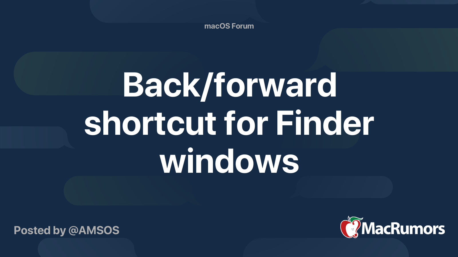 Back/forward shortcut for Finder windows | MacRumors Forums