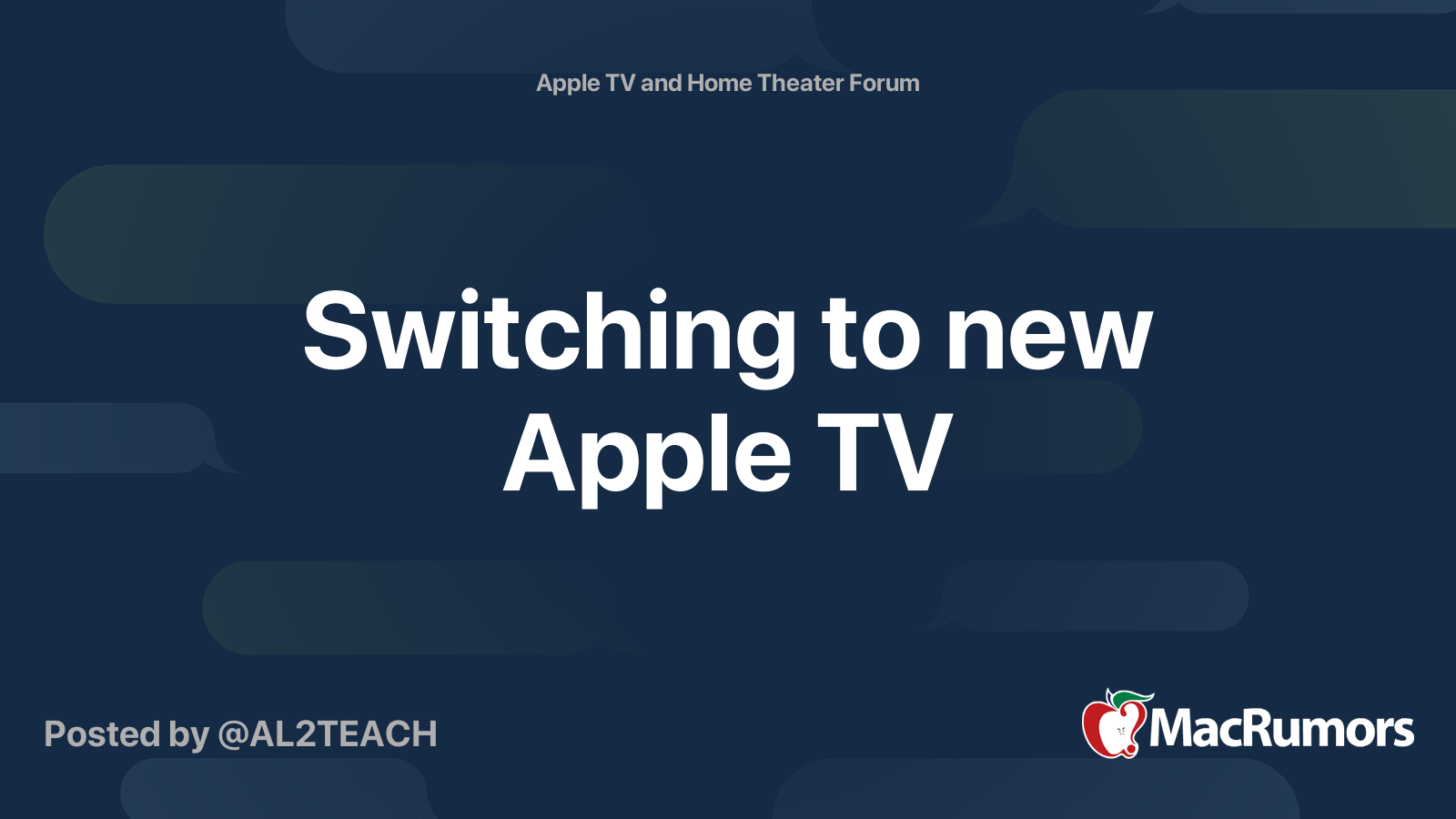 Switching to new Apple TV | MacRumors Forums