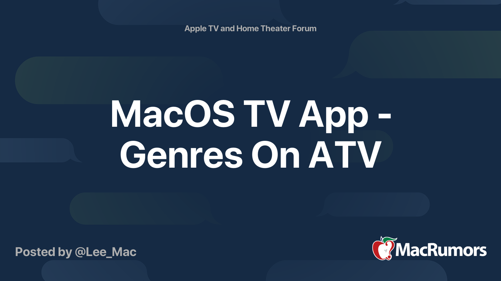 MacOS TV App - Genres On ATV | MacRumors Forums