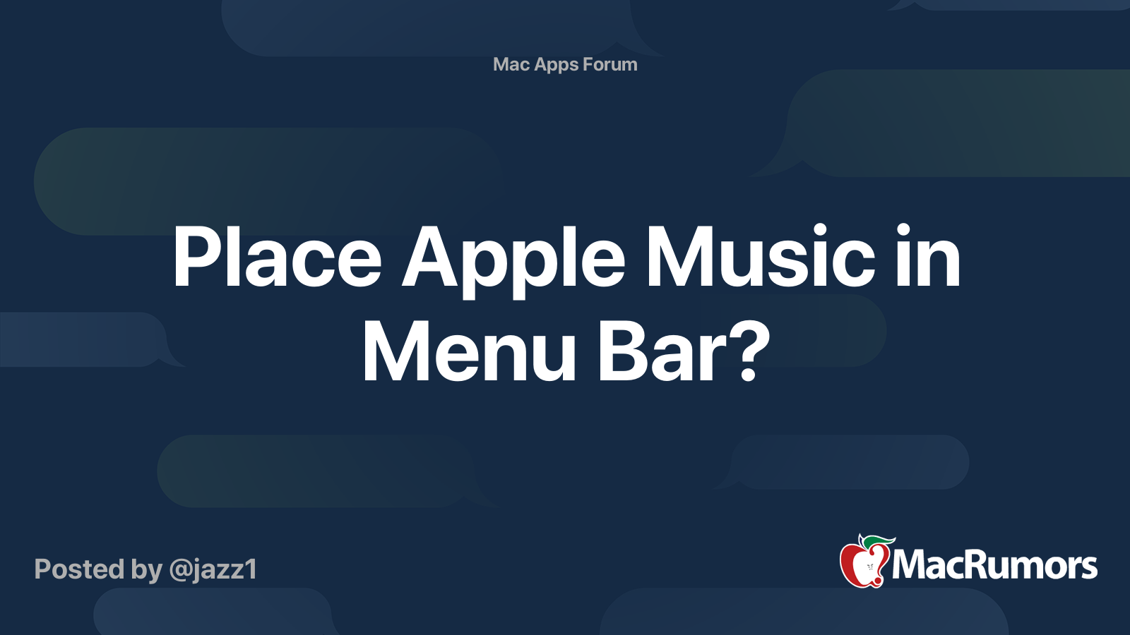 Place Apple Music in Menu Bar? | MacRumors Forums