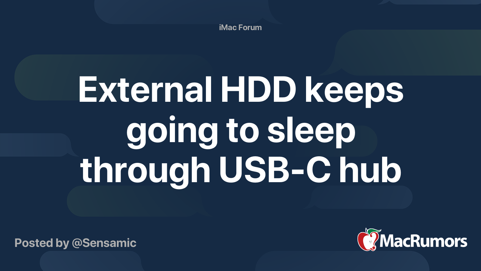 External HDD keeps going to sleep through USB-C hub | MacRumors Forums