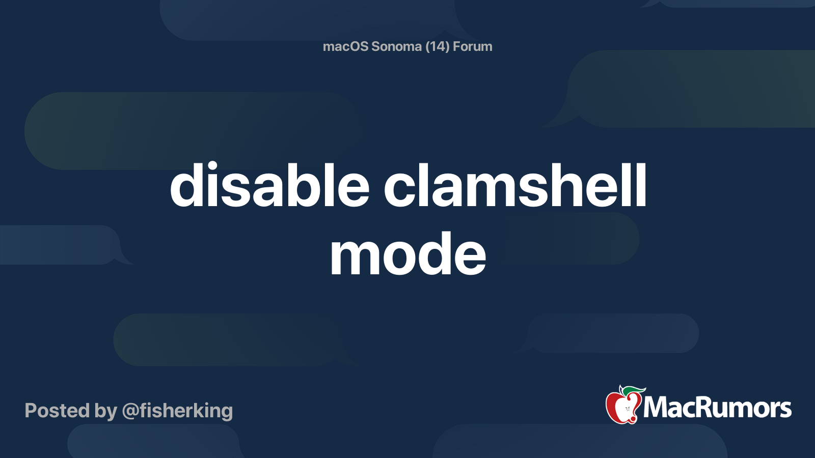 disable clamshell mode | MacRumors Forums