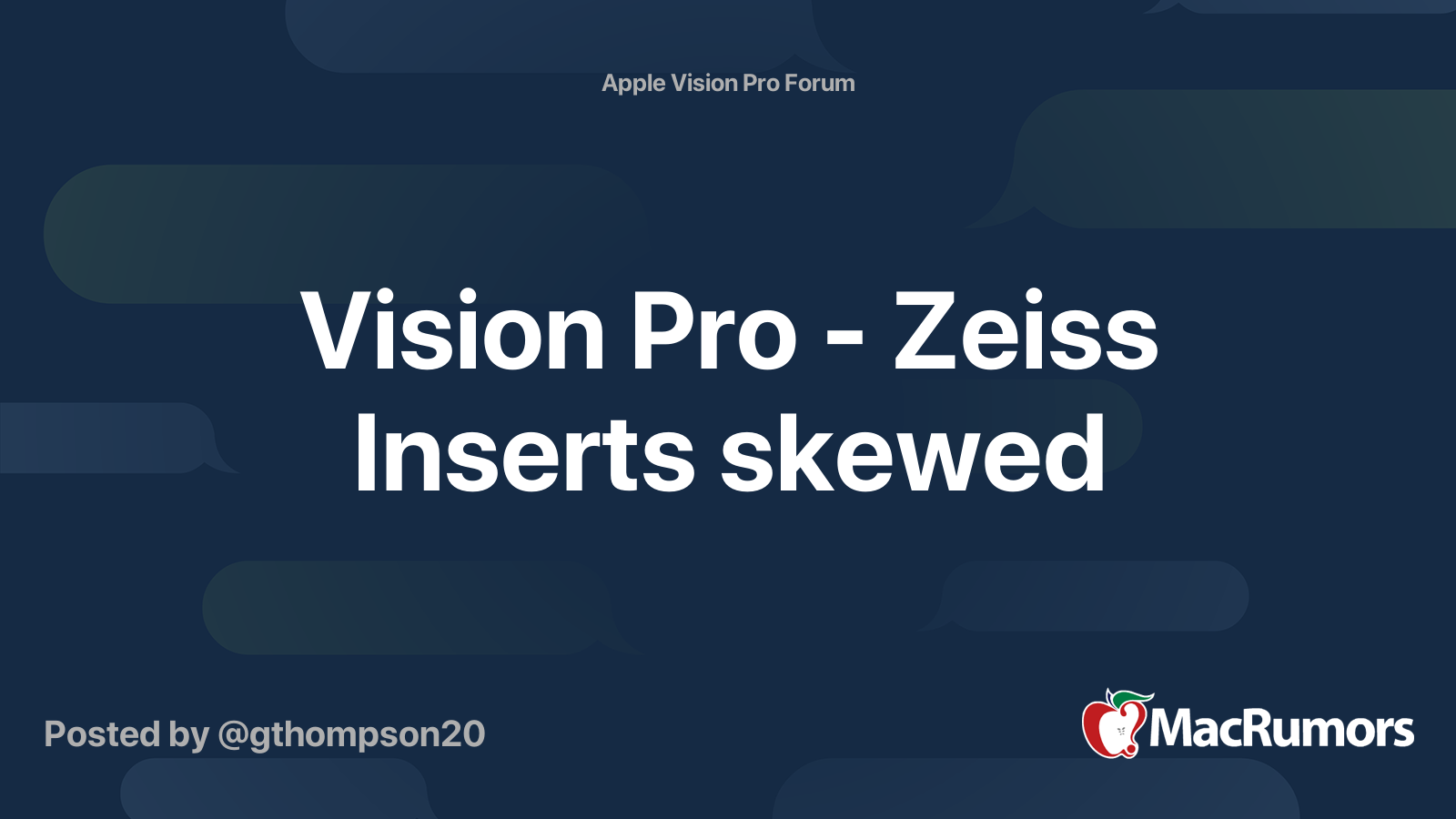 Vision Pro - Zeiss Inserts skewed | MacRumors Forums