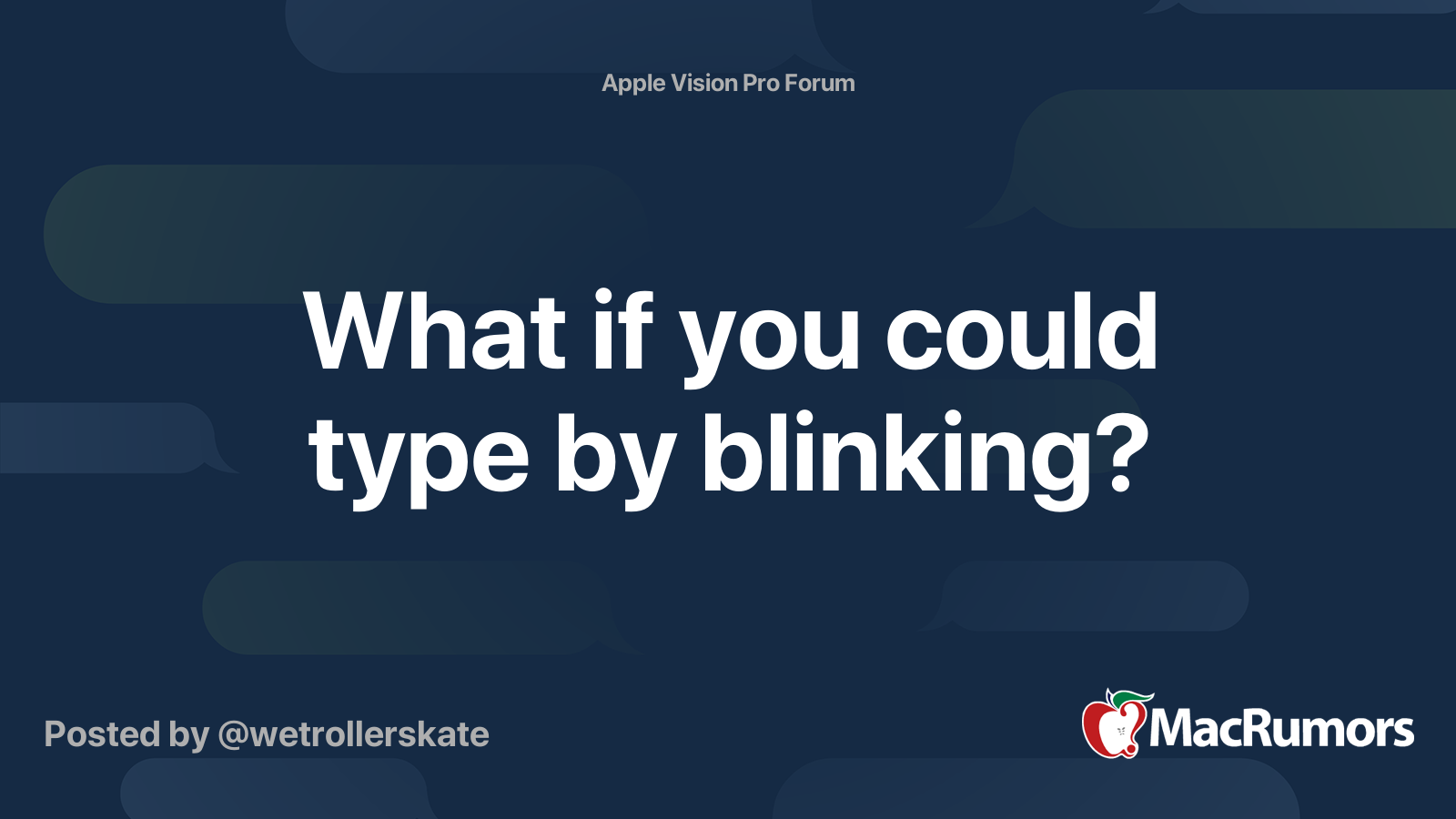 What if you could type by blinking? | MacRumors Forums