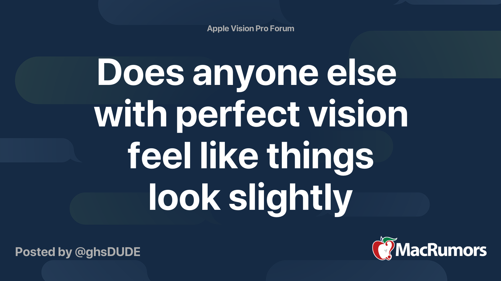 Does anyone else with perfect vision feel like things look slightly ...