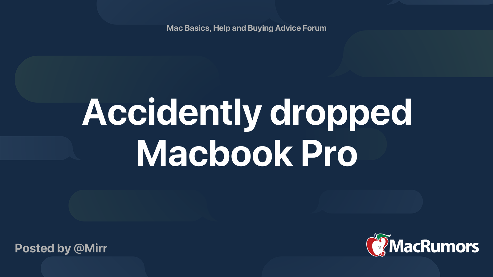 Accidently dropped Macbook Pro | MacRumors Forums