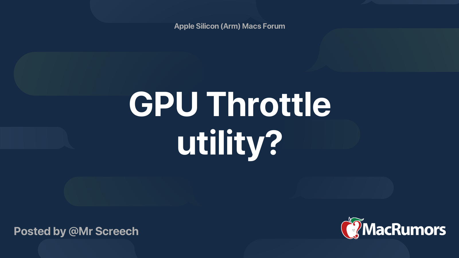 GPU Throttle utility? | MacRumors Forums