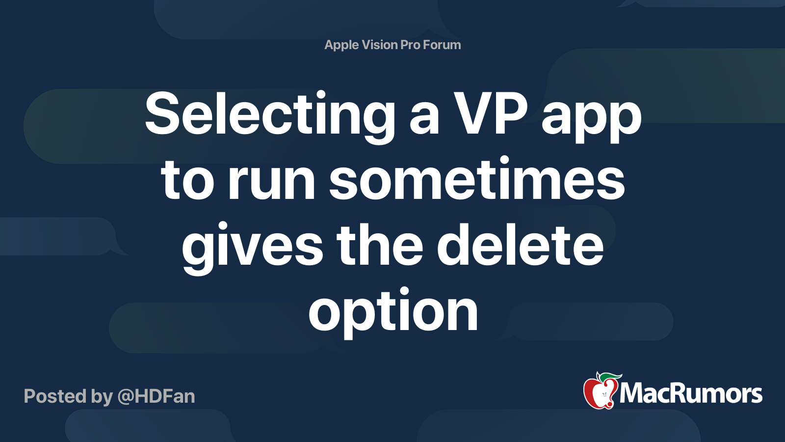 Selecting a VP app to run sometimes gives the delete option | MacRumors Forums