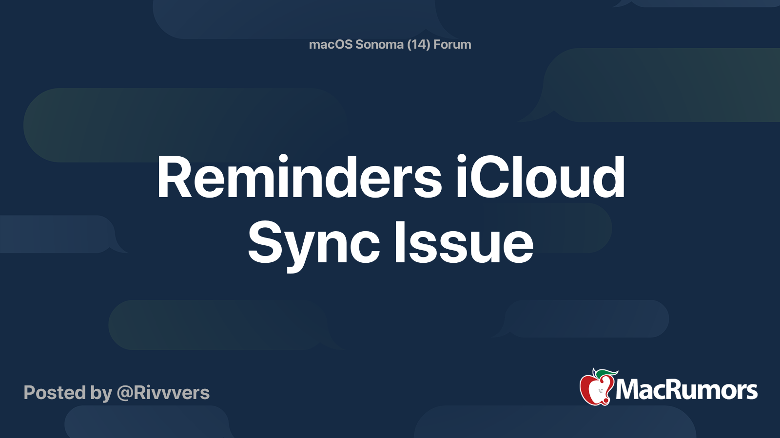 Reminders iCloud Sync Issue | MacRumors Forums