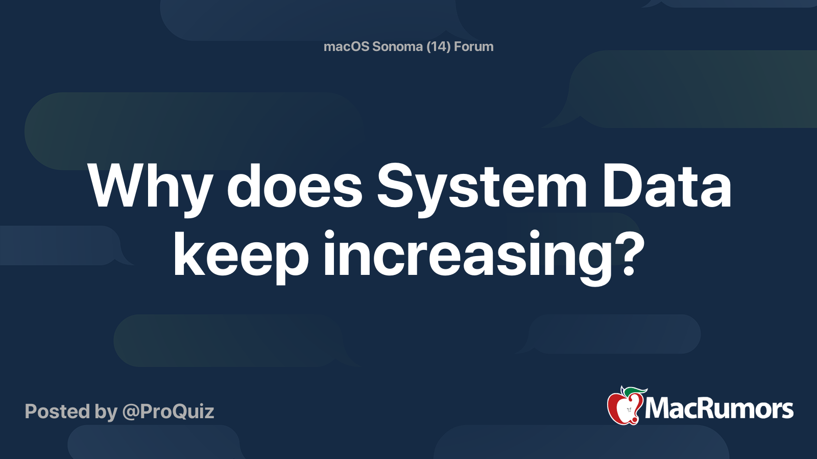 Why does System Data keep increasing? | MacRumors Forums